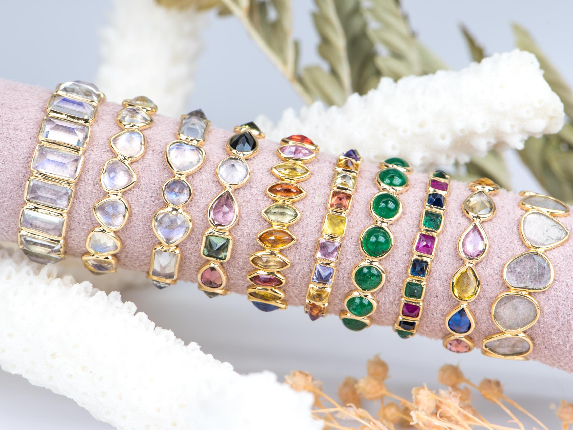 Aurora Designer - Rustic Diamond Slice Ring 14K Gold Bezel Set Eternity ...