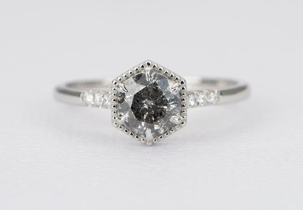 Aurora Designer - Ring Style - Hexagon Shape Setting for Regular Cut or ...